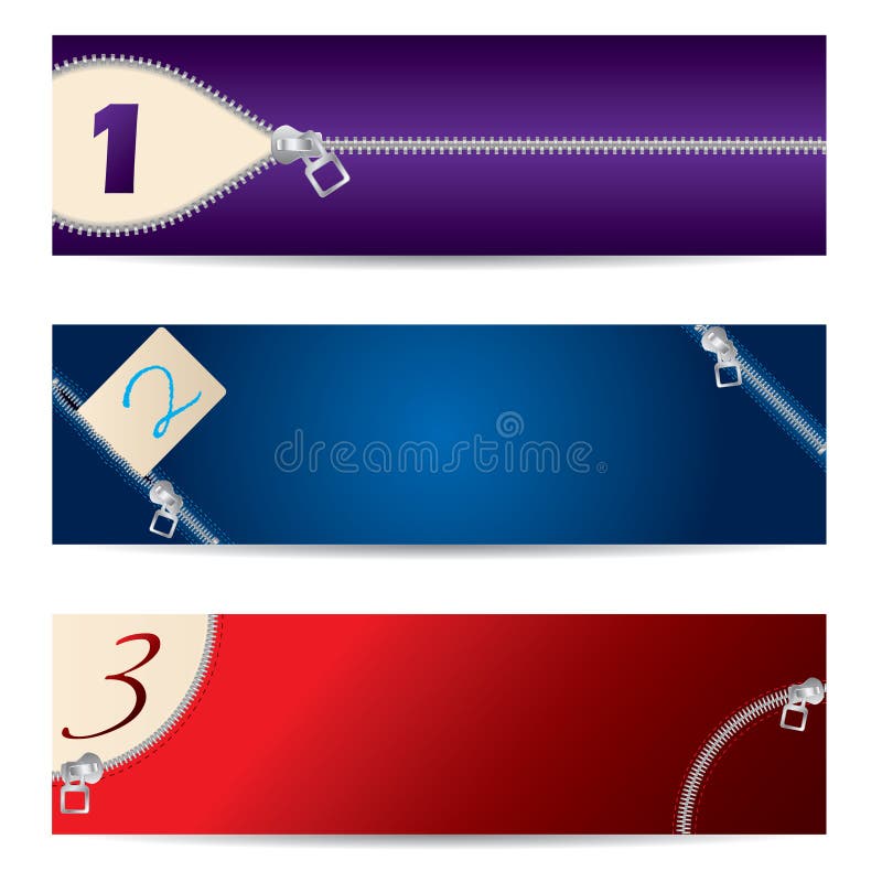 New set of zipper banners stock vector. Illustration of page - 27065889