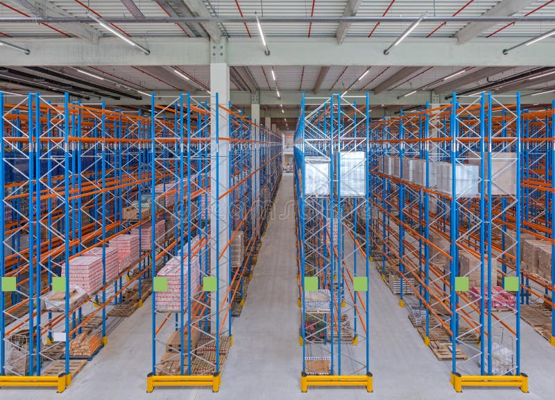Shelving System Distribution Warehouse Stock Photo - Image of shipping ...