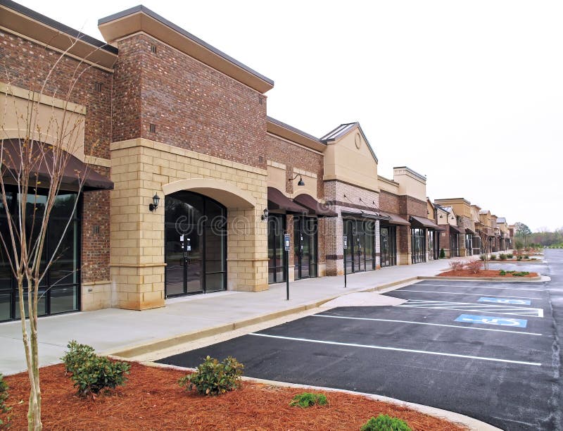 New Strip Mall Shopping Center Stock Photo - Image of large, concrete ...