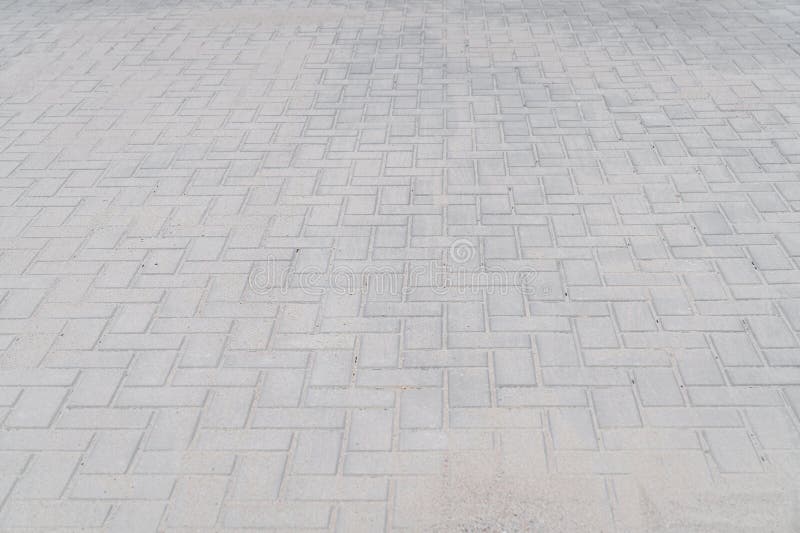 New Sidewalk Made of Concrete Interlocking Paving Blocks Stock Image ...