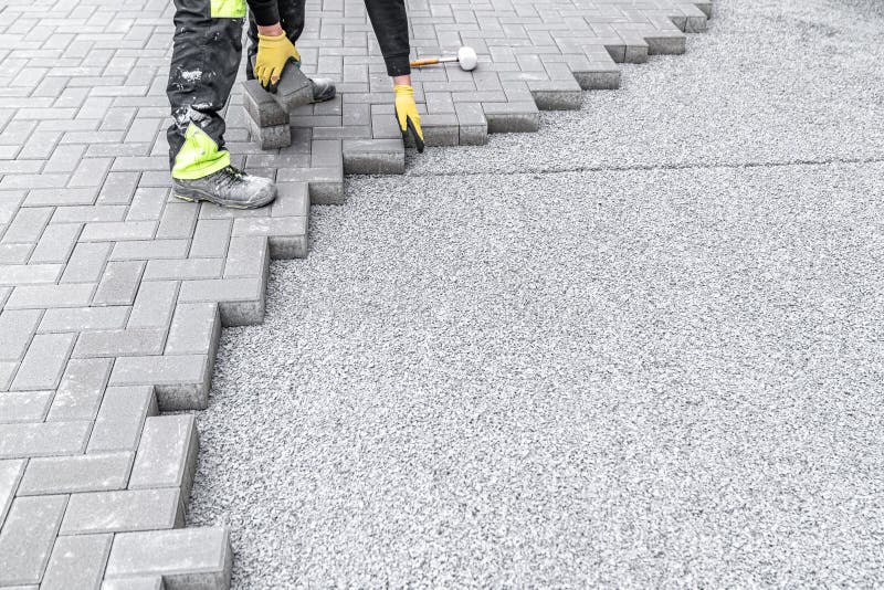 New Sidewalk Made of Concrete Interlocking Paving Blocks Stock Photo ... New Sidewalk Made of Concrete Interlocking Paving Blocks Stock Photo ...