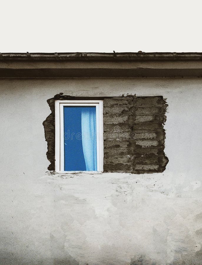 New Single Window in Old House Stock Photo - Image of habitation ...