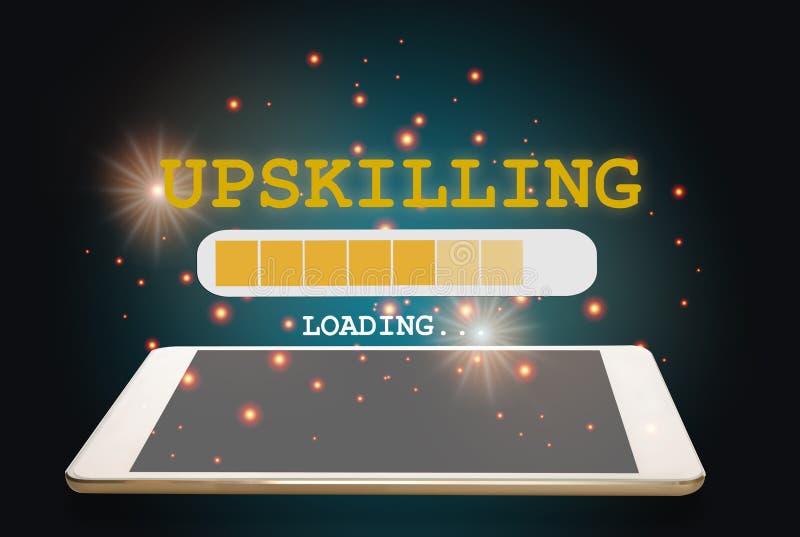 Up Skilling Loading on Computer Digital Tablet on Abstract Background ...