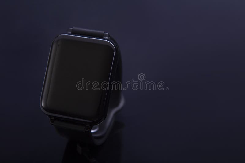 New Smart Watch Mockup on Blue Background Stock Photo - Image of ...