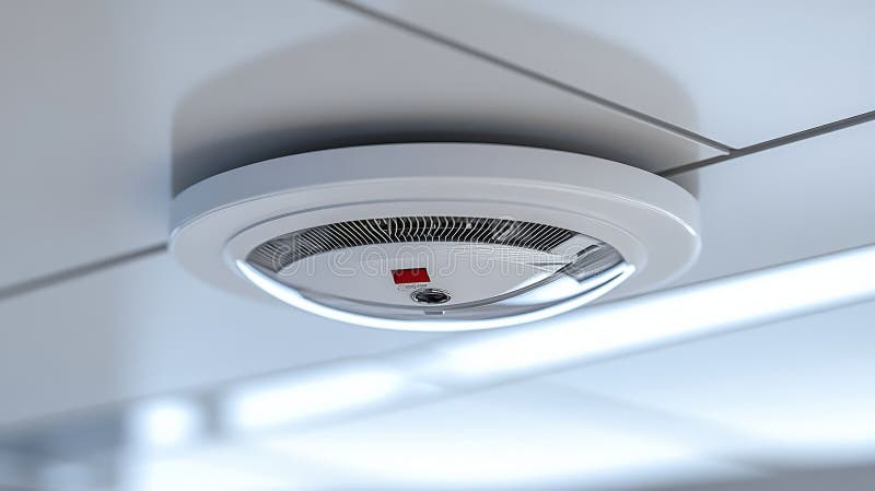 New Smoke Detector Mounted on White Ceiling Ensuring Home Safety with ...