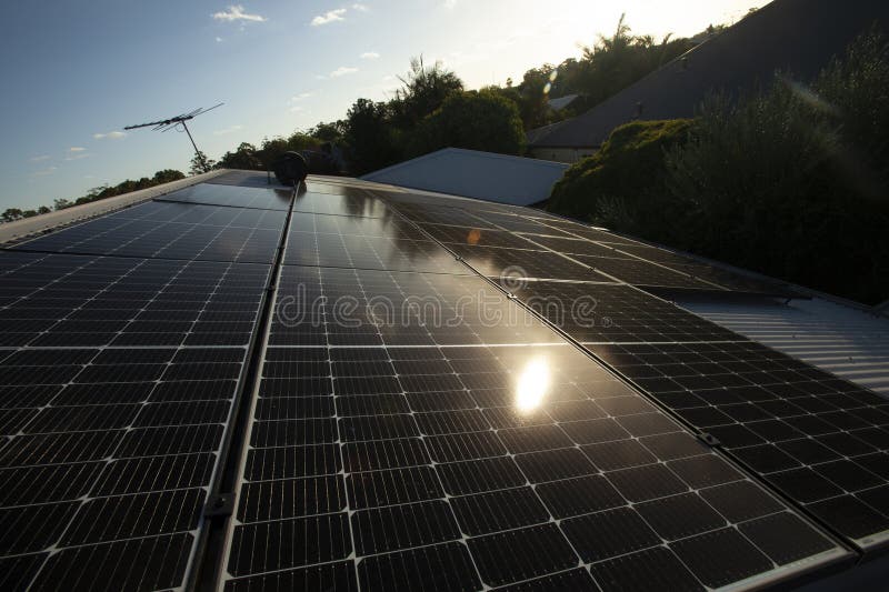 New solar panels on home stock photo. Image of kilowatts - 272777476