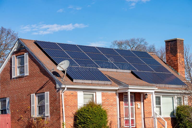 New Solar Panels Installed on the Roof Stock Photo - Image of electric ...