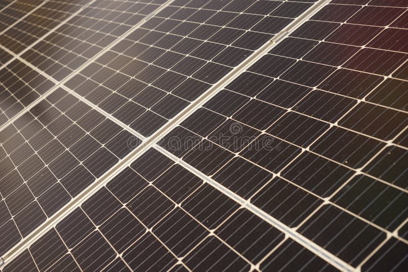 New Solar Panels, Side View Close Up Stock Photo - Image of renewable ...