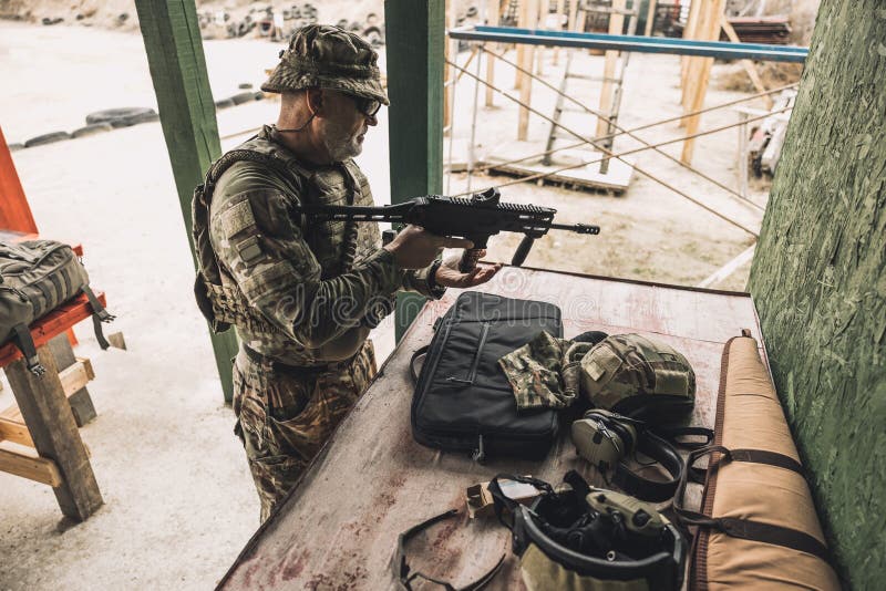 New Soldier in a Military Camp Learning To Use Rifle Stock Image ...