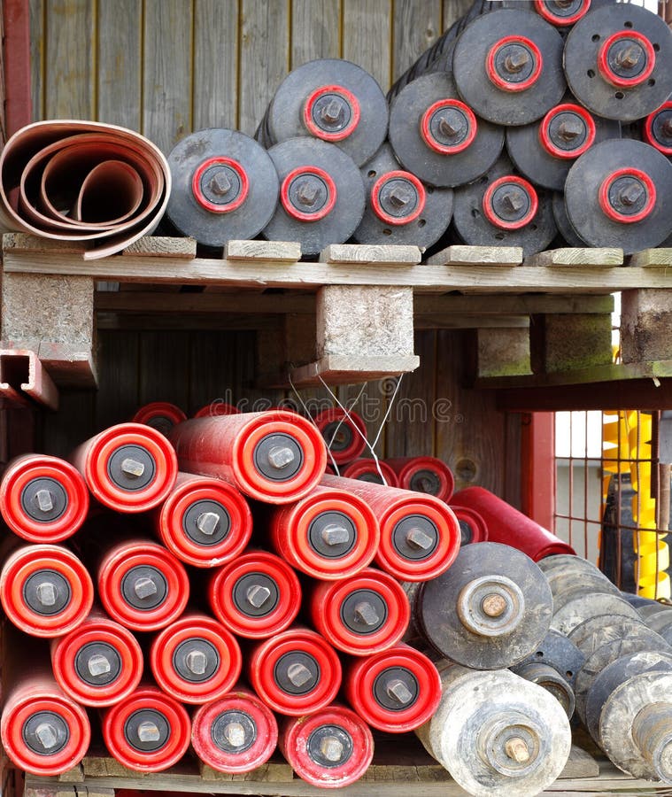 New Spare Parts Conveyor Belts Stock Photo - Image of mortar ...