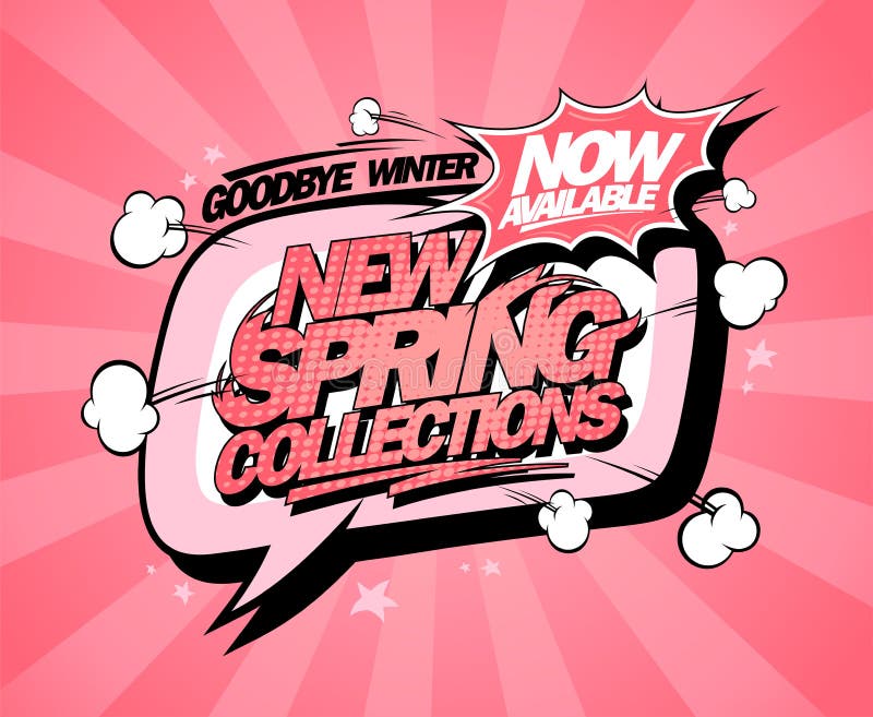 New Spring Collections Banner with Speech Bubble Stock Vector ...