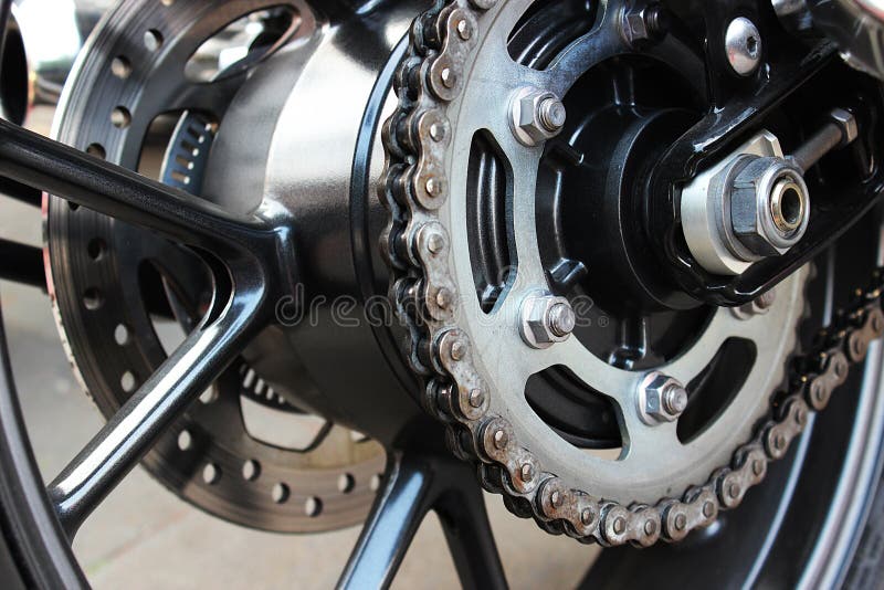 Sprocket and Chain of the Big Bike Stock Image - Image of modern, pipe ...