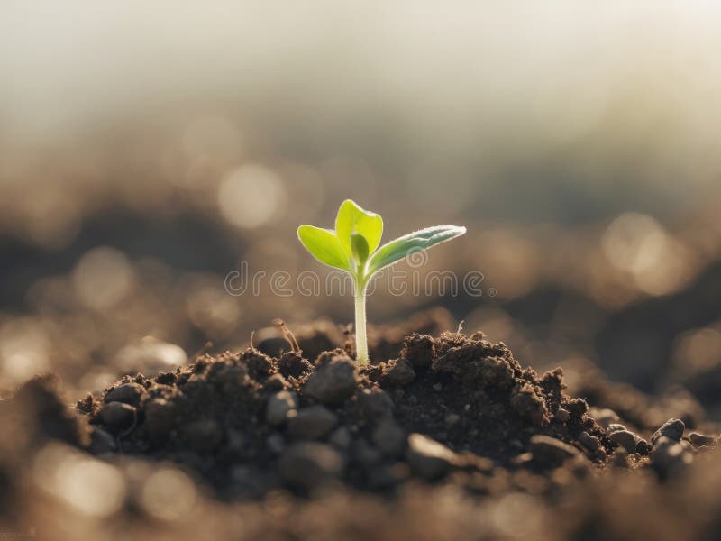 New Sprout Growing in Soil Represents Hope and New Beginnings Stock ...