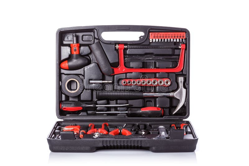New Square Black Tool Box. Studio Shot Isolated on White Stock Photo ...