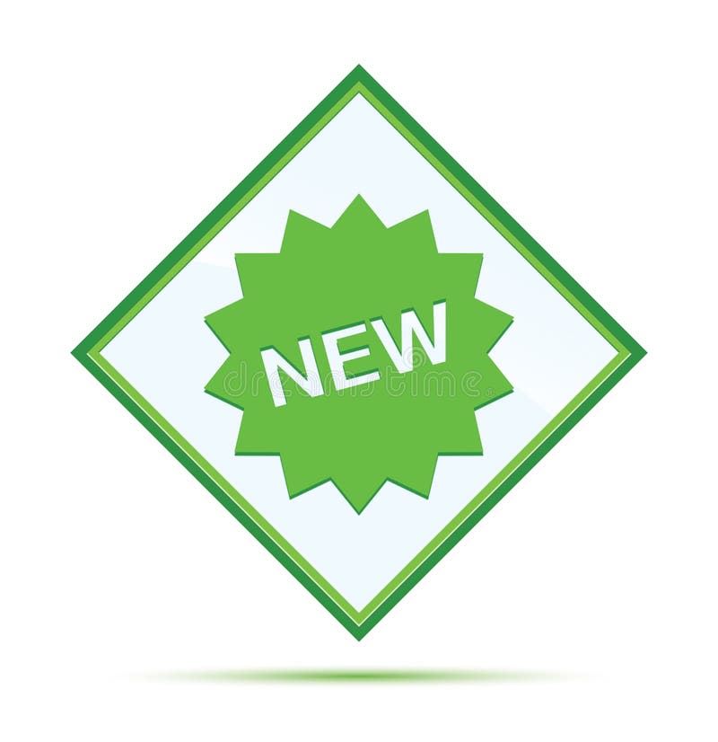 New Star Badge Icon Modern Abstract Green Diamond Button Stock ...