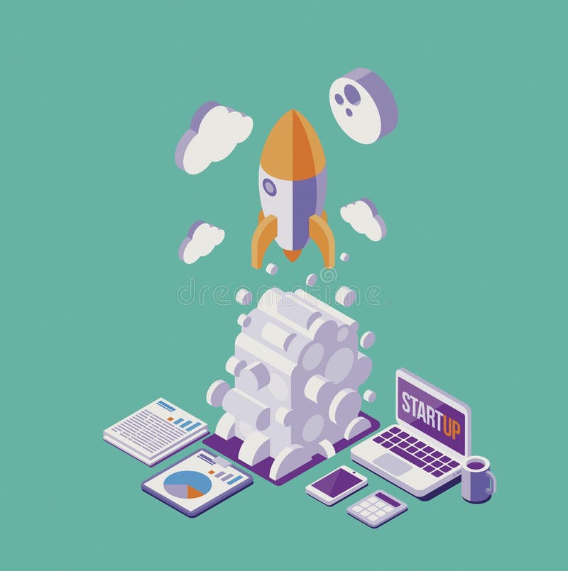 New Start Up Business and Rocket Launch Stock Illustration ...