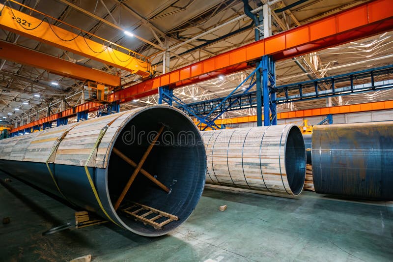 New Steel Pipes Packed in Wooden Formwork in Warehouse Stock Image ...