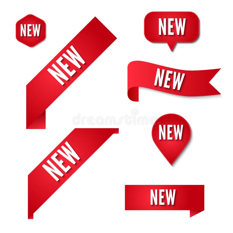 New Stickers Collection. Set of Red Vector Labels Stock Vector ...