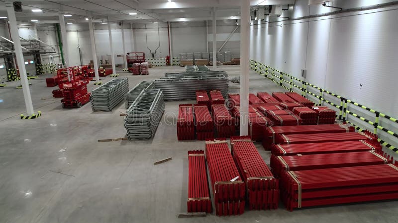 New Storage Shelves Ready for Assembly Installed Stock Video - Video of ...