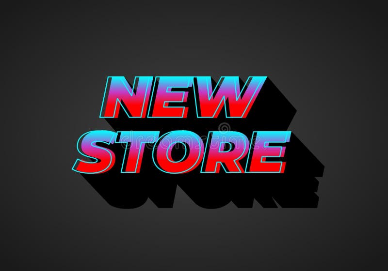 New Store. Text Effect in 3D Look. Gradient Blue Red Color. Dark ...