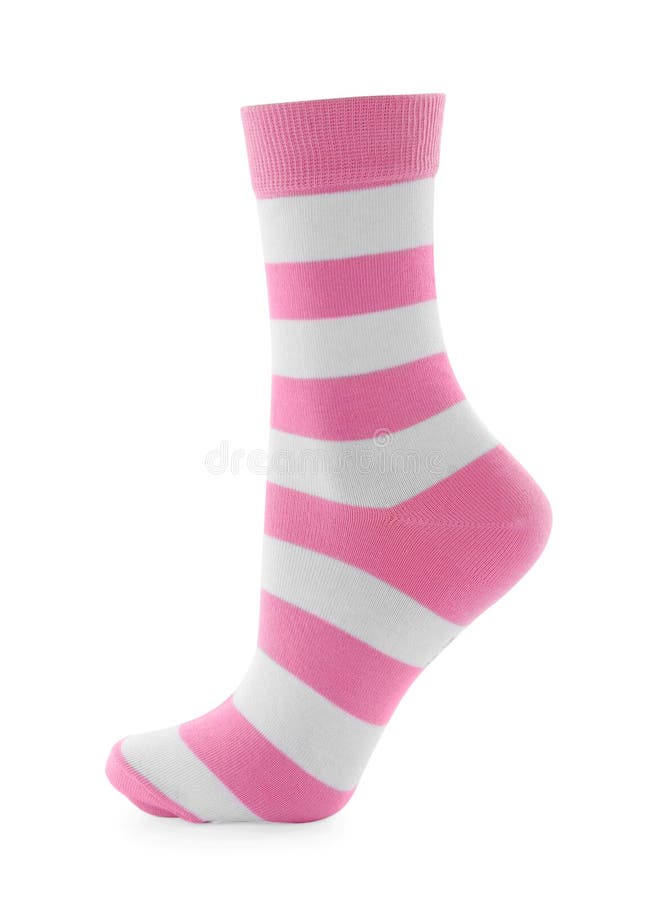 New Striped Sock Isolated on White. Footwear Accessory Stock Photo ...