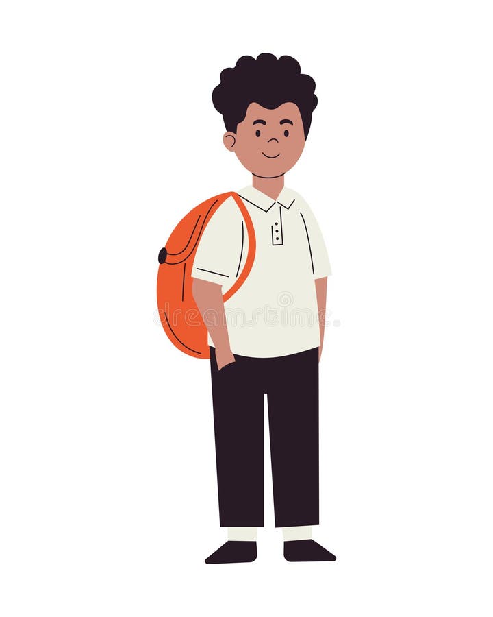 New Student Boy with Backpack Stock Vector - Illustration of incoming ...