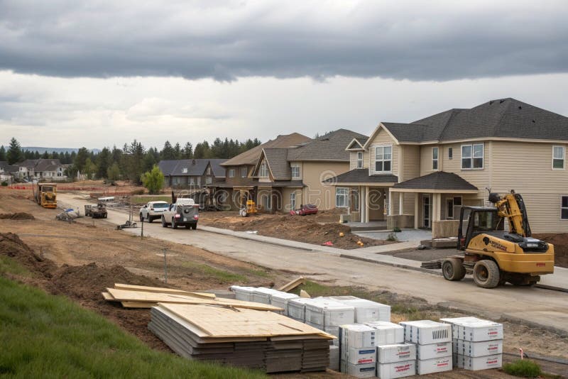 New Subdivision Under Construction Stock Illustration - Illustration of ...