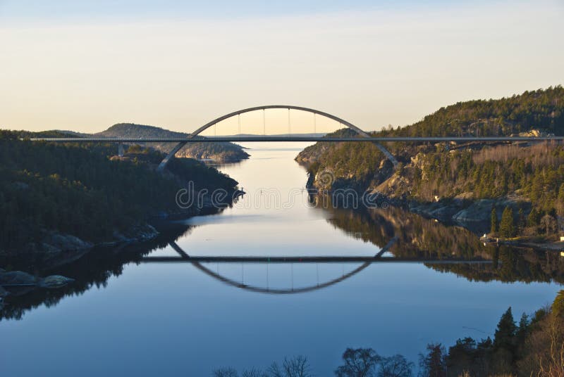 Scandinavian Border Line on Svinesund Bridge Stock Photo - Image of ...