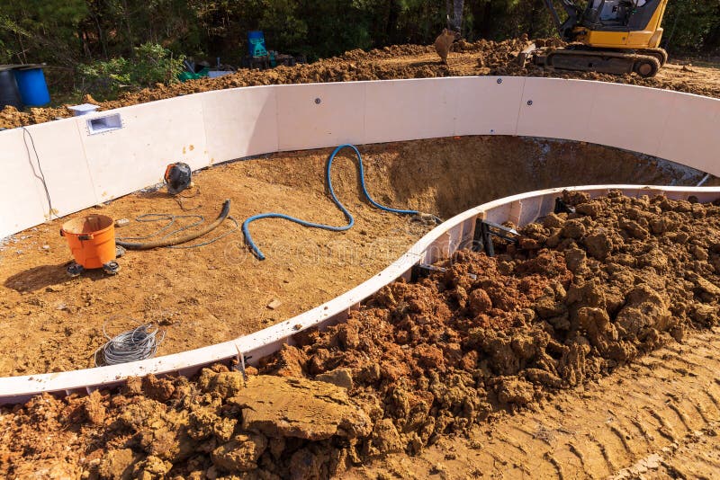 New Swimming Pool Being Installed Stock Photo - Image of activity, site ...