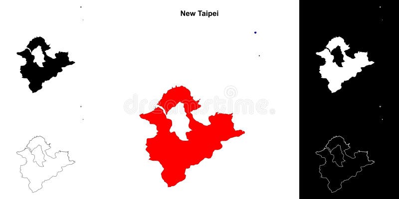 New Taipei outline map stock vector. Illustration of borders - 356681602