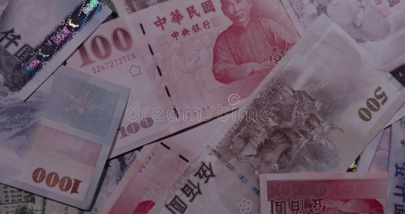 New Taiwan Dollar, Different Banknotes Stock Video - Video of money ...