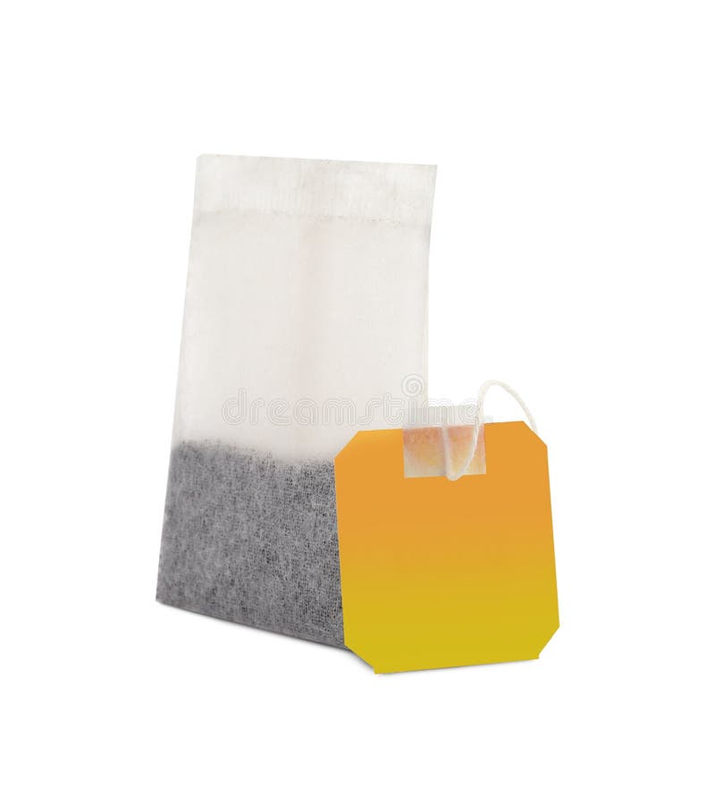 New Tea Bag with Tab Isolated on White Stock Photo - Image of filter ...