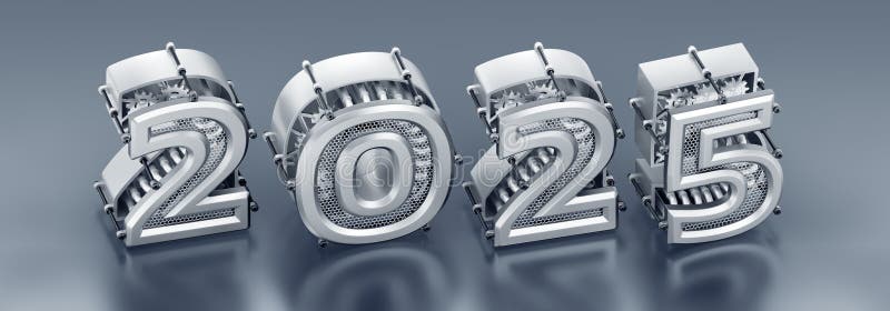The New Technological Year of 2025 Stock Image - Illustration of ...
