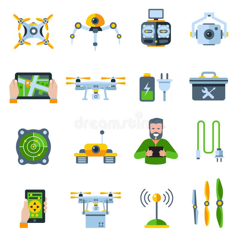 New Technologies Icon Set stock vector. Illustration of quadcopter ...