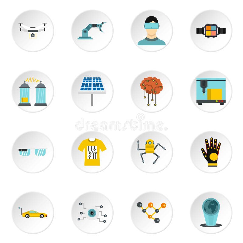 New Technologies Icons Set, Flat Style Stock Vector - Illustration of ...