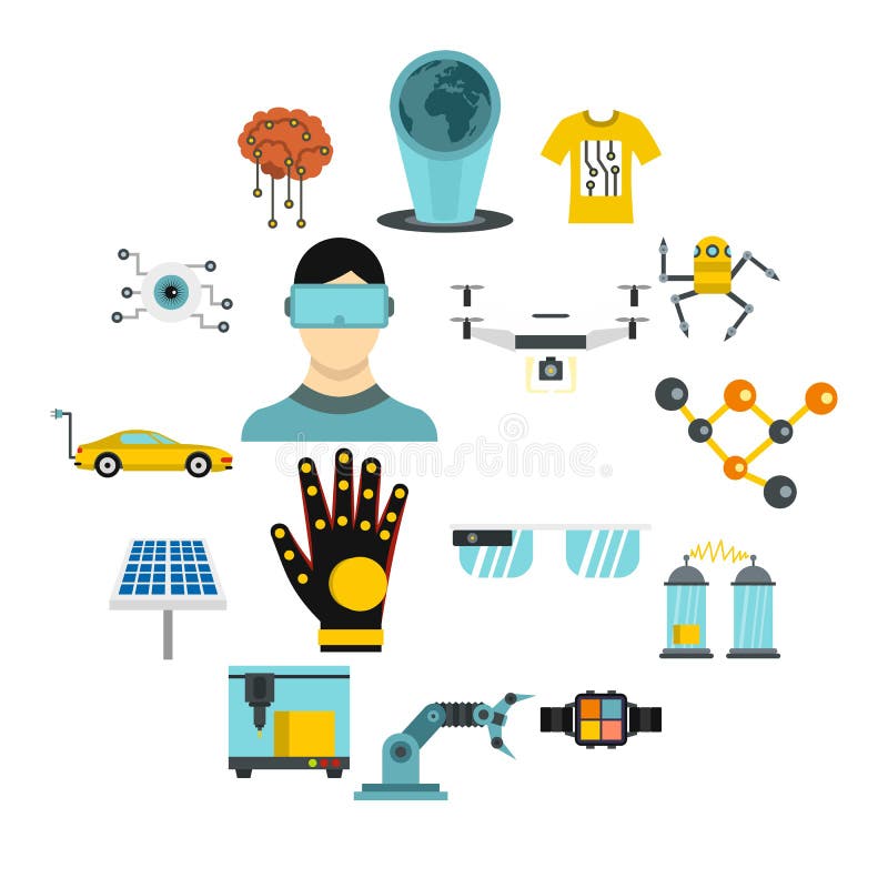 New Technologies Icons Set, Flat Style Stock Illustration ...