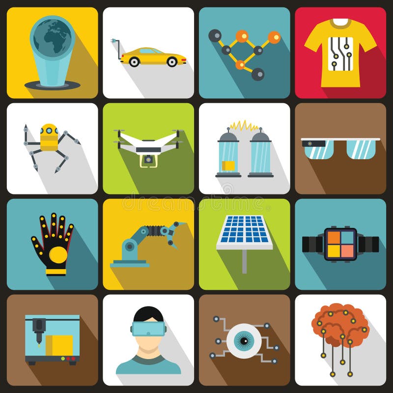 New Technologies Icons Set, Flat Style Stock Illustration ...