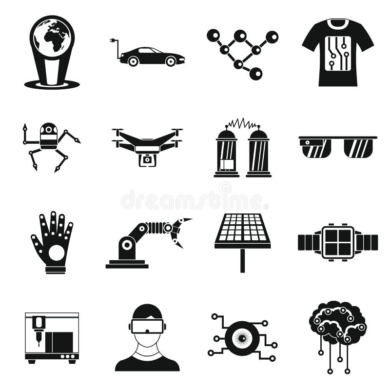 New Technologies Icons Set, Simple Style Stock Vector - Illustration of ...