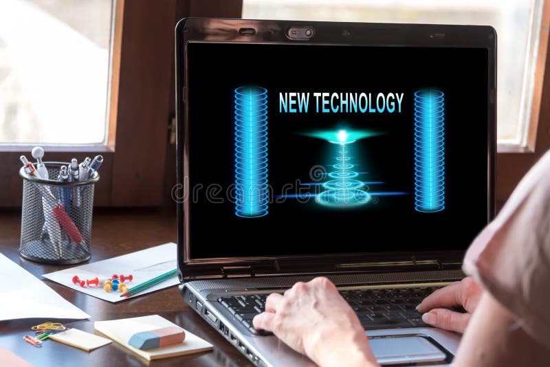 New Technology Concept On A Laptop Screen Stock Photo - Image of beam ...