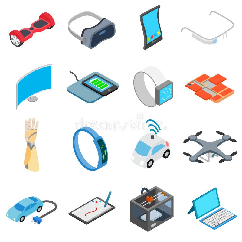 New technology icons set stock vector. Illustration of observation ...