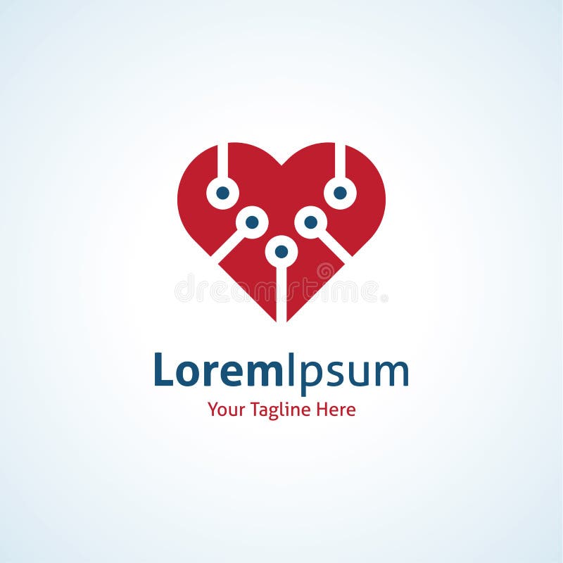 New Technology Integrate Red Heart Shape Logo Icon Stock Illustration ...
