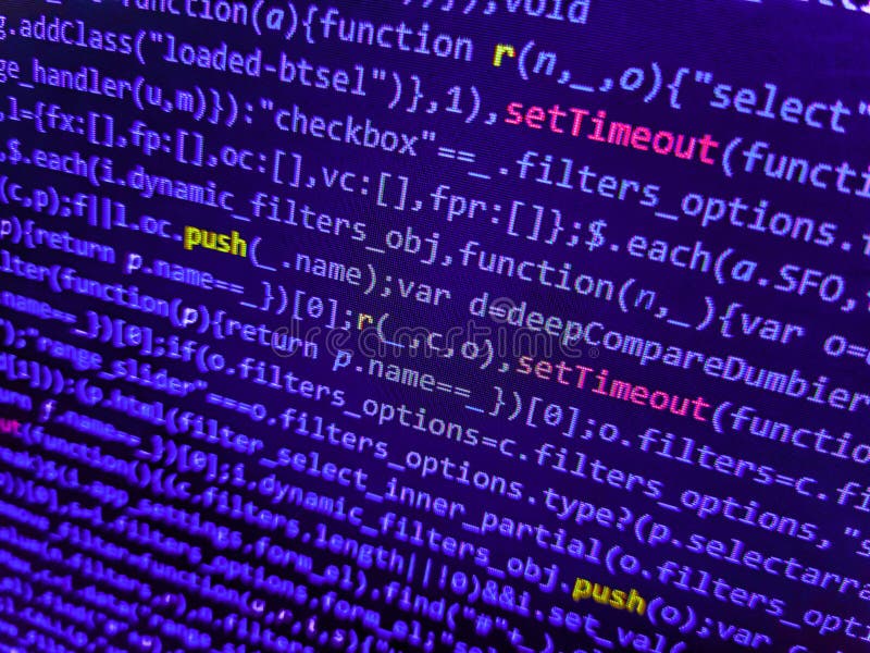 New Technology Revolution. Mobile App Developer. Programmer Working in Computer Screen Stock ...