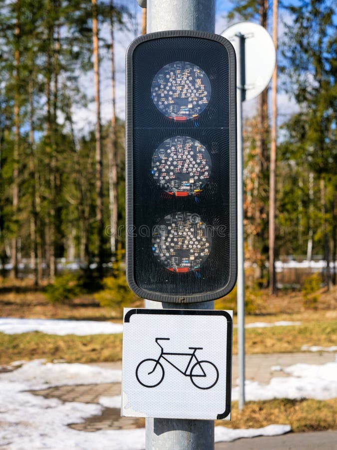 New Technology Traffic Light for Cyclists Modern LED Stock Photo ...