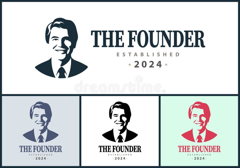 The Founder Men Silhouette Business Ceo Logo Set Design Vector Stock ...
