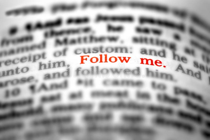 New Testament Scriptures from the Bible Follow Me Jesus Teaching Stock ...
