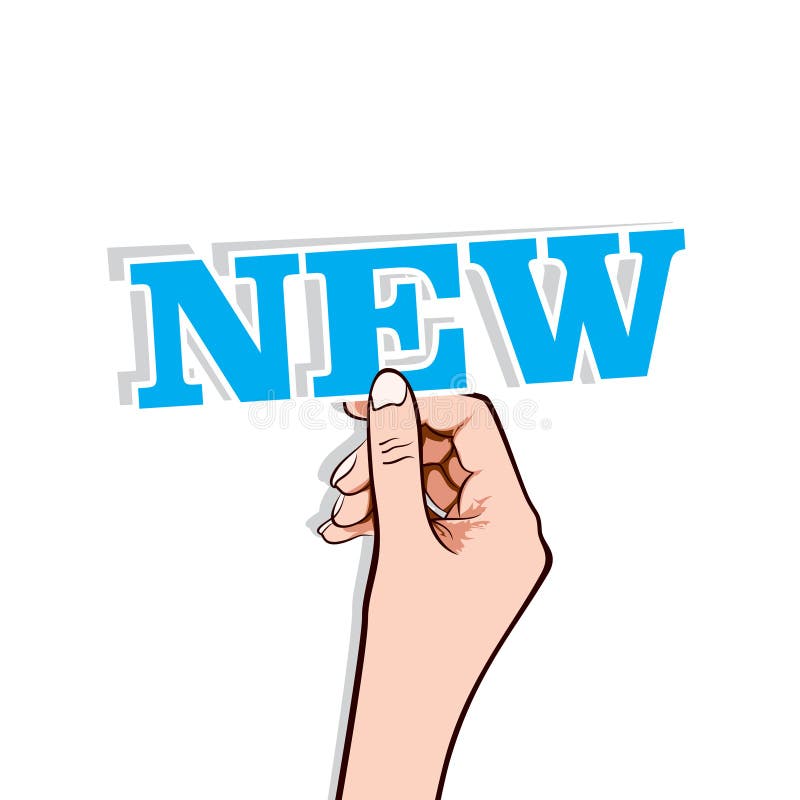 New text with hand stock vector. Illustration of flyer - 27762054