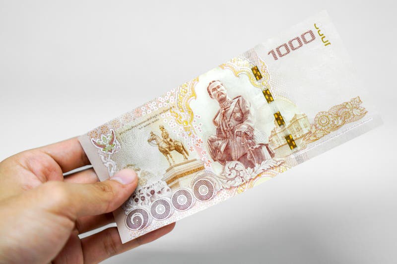 New Thousand Baht Banknote in Hand Stock Photo - Image of payment ...