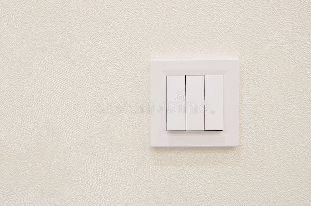 New Three-key Light Switch on the Wall Stock Image - Image of equipment ...