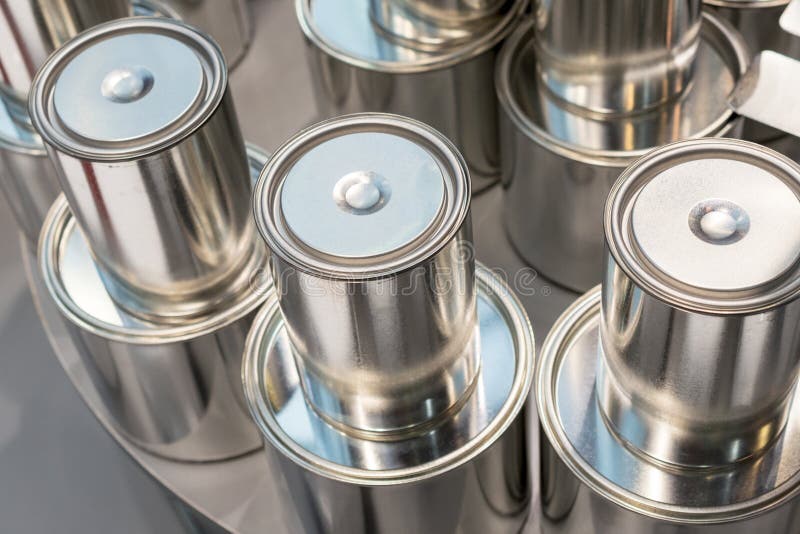 New tin cans for paint. stock image. Image of industrial - 114457387