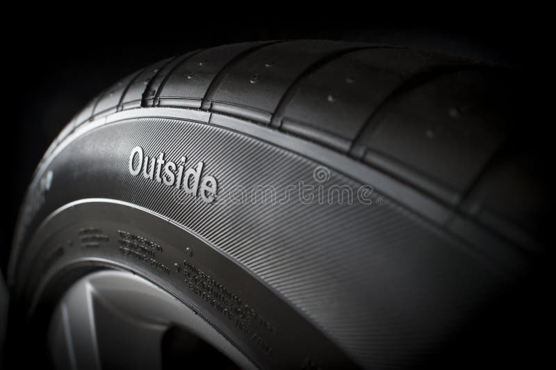 New Tire from Side with Outside Text Stock Image - Image of chrome ...